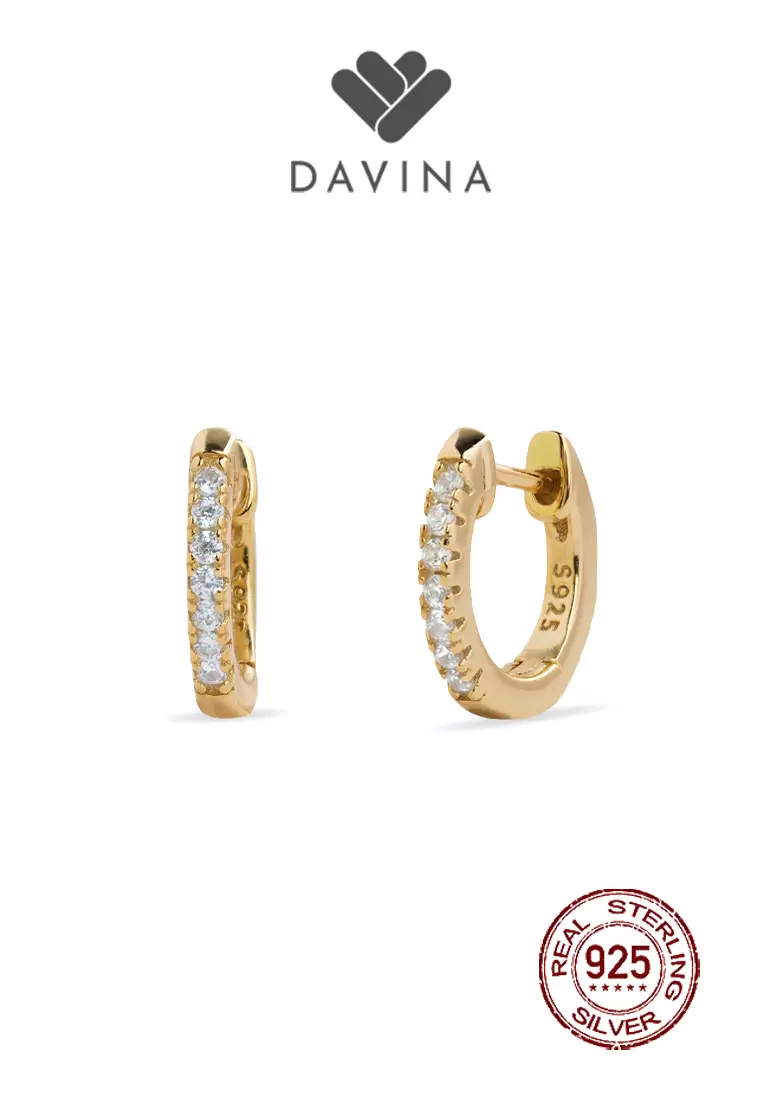 Jual DAVINA Jewelry DAVINA Ladies Amoura Earrings Gold Color Sterling ...