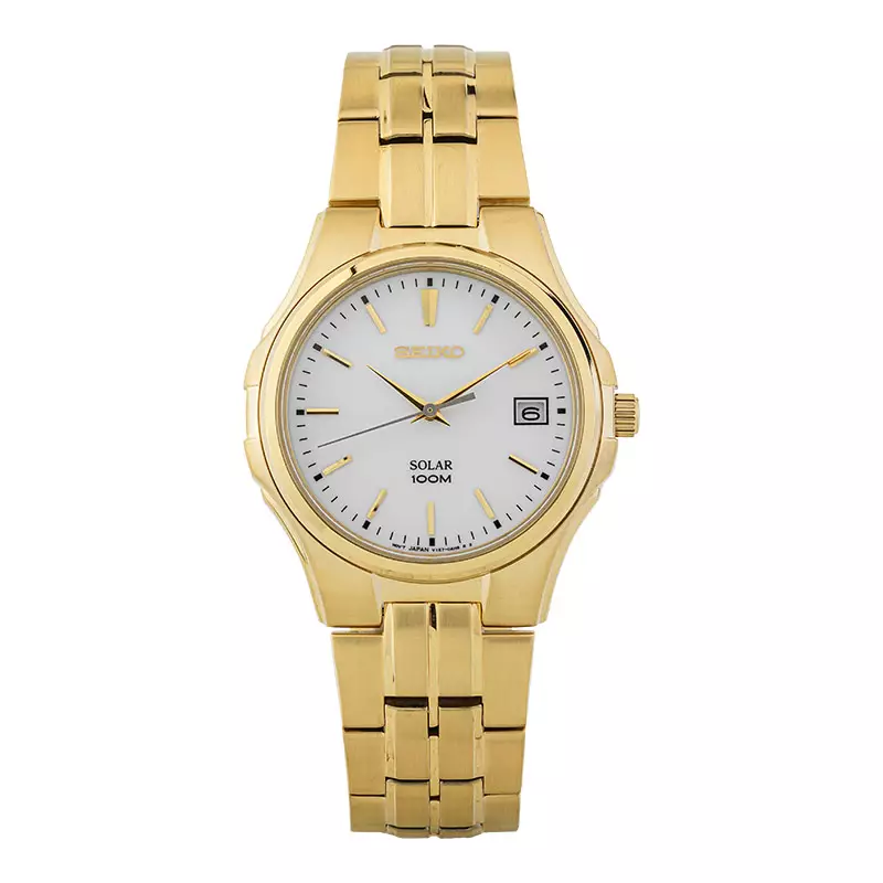 Jual Seiko Jam Tangan Pria Seiko Solar SNE134P1 White Dial Gold ...