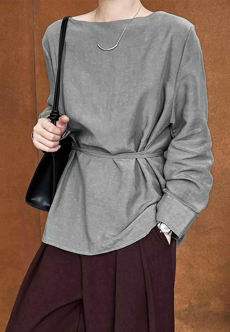 Buy Sunnydaysweety French style solid color top CA24092343GY 2024 ...