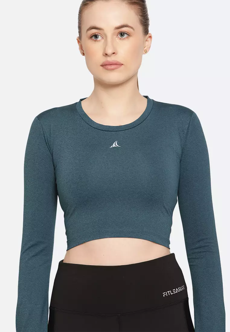 Buy Fitleasure Teal Training Yoga Crop Top 2025 Online | ZALORA Philippines