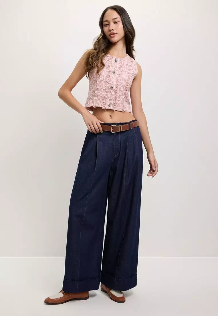 Pomelo Tweed Crop Top - Light Pink 2025 | Buy Pomelo Online | ZALORA ...