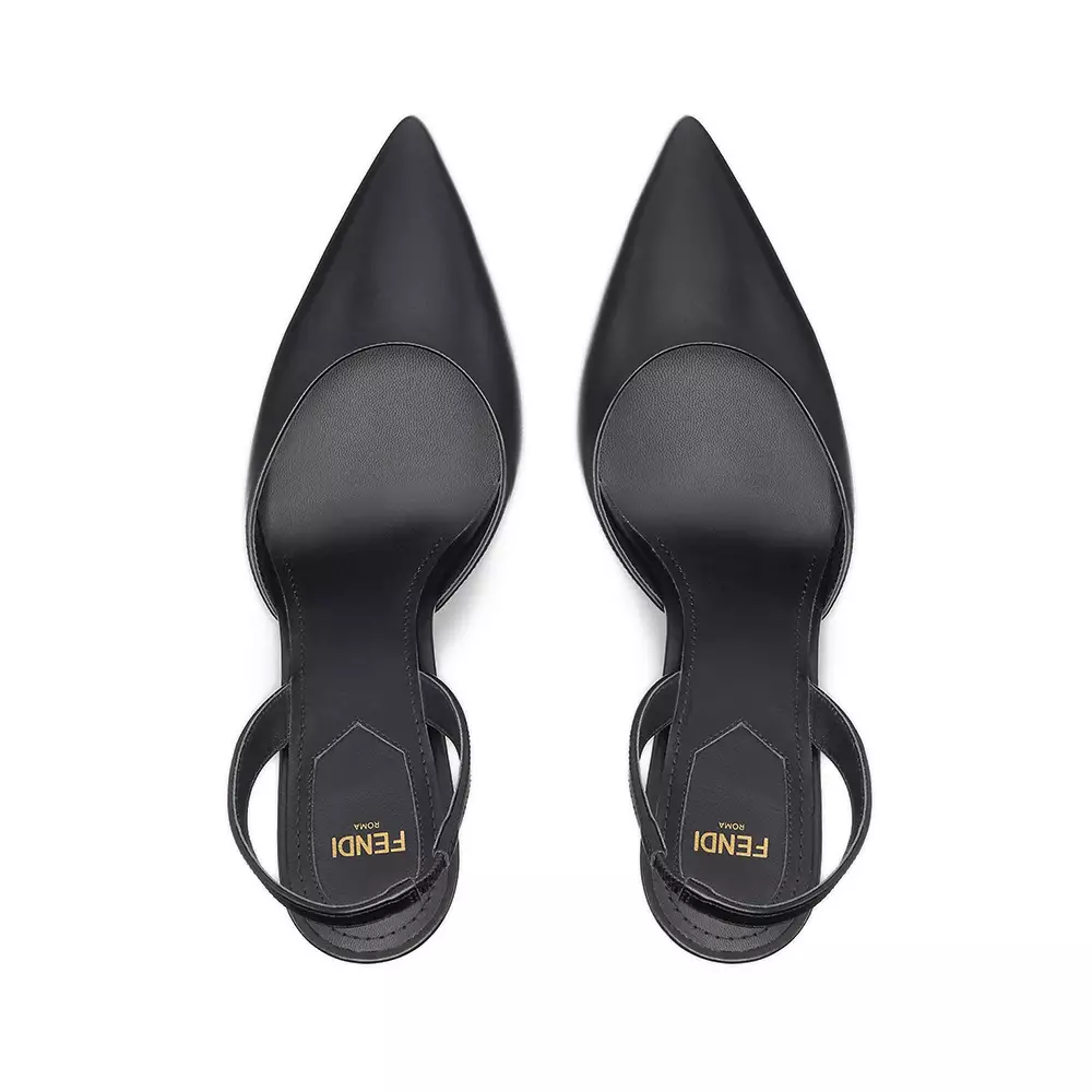 Jual Fendi Fendi First 95 Black Leather High-Heeled Slingbacks Original ...