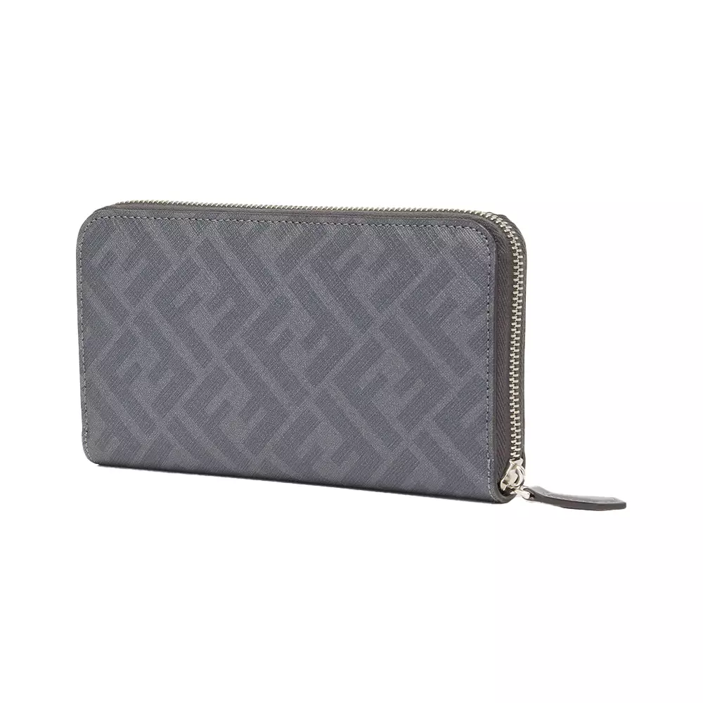 Jual Fendi Fendi Diagonal FF Canvas Zip Around Wallet Gray Original ...