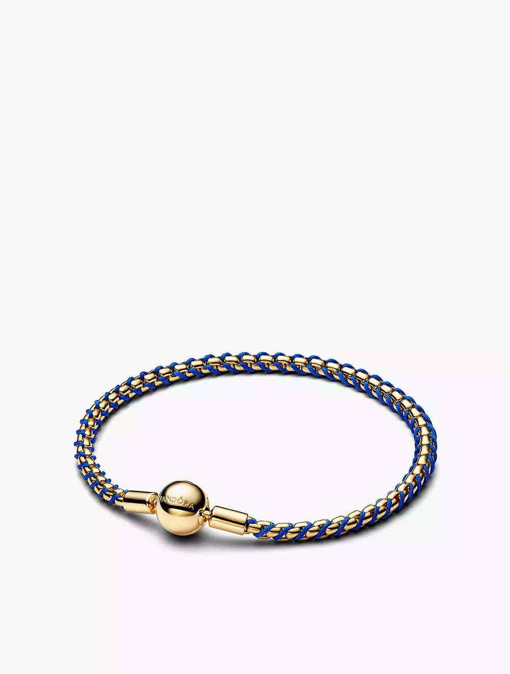 Jual PANDORA Braided 14K Gold-Plated Box Chain Bracelet with Blue ...