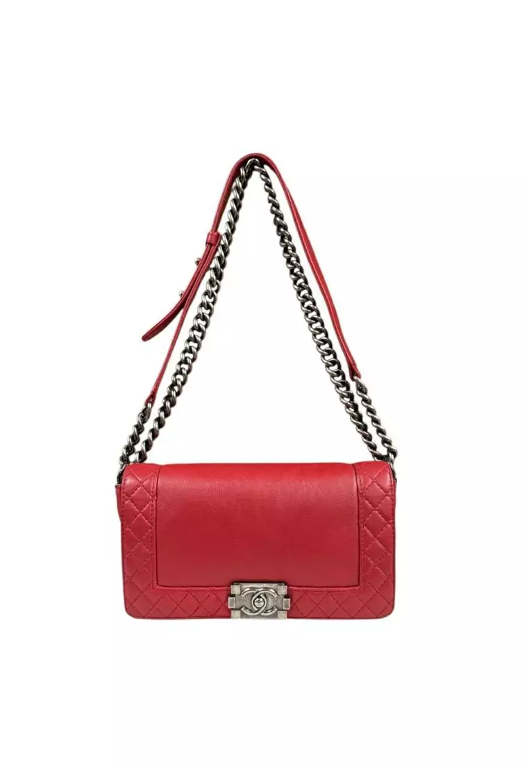 Chanel Pre-Loved Chanel Red Leather Boy 2025 | Buy Chanel Online ...
