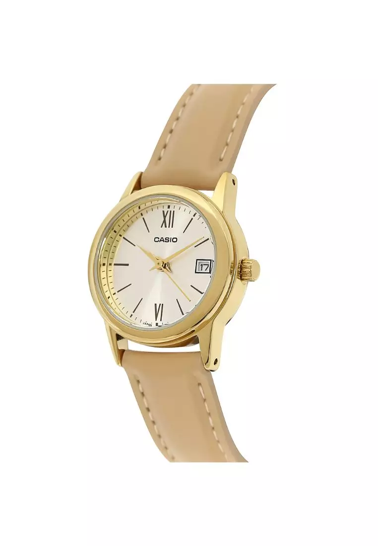 Buy Casio Womens Analog Ltp V002gl 7b3 Brown Leather Watch 2025 Online Zalora