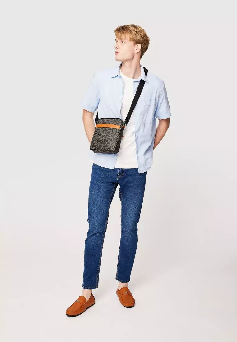 Buy BONIA Medium Brown Dario Monogram Small Postman Bag 2024 Online ...