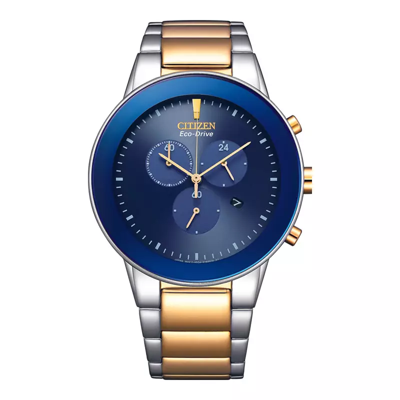 Jual Citizen Jam Tangan Pria Citizen Eco Drive AT2244-84L Men Chronograph Blue Dial Dual Tone ...