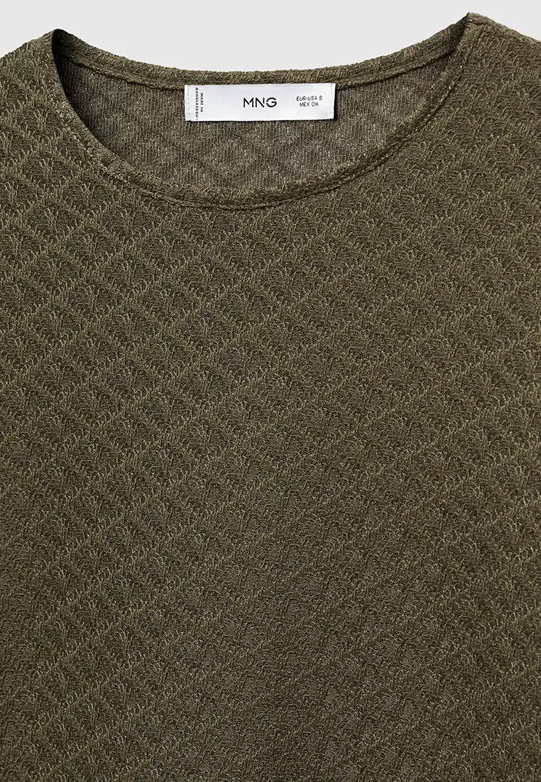 Jual Mango Textured Knit T-Shirt Original 2025 | ZALORA Indonesia