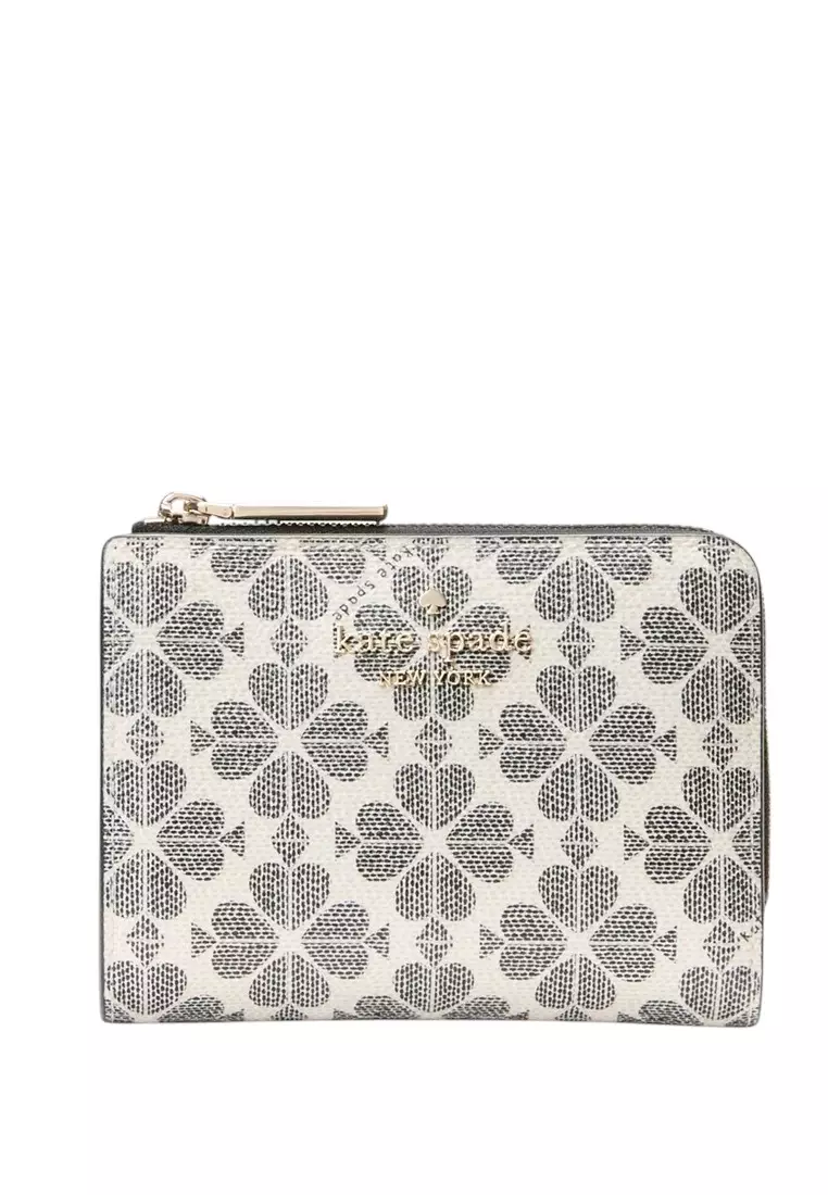 Buy Kate Spade Spade Flower Small L-zip Wallet - Black Online | ZALORA ...
