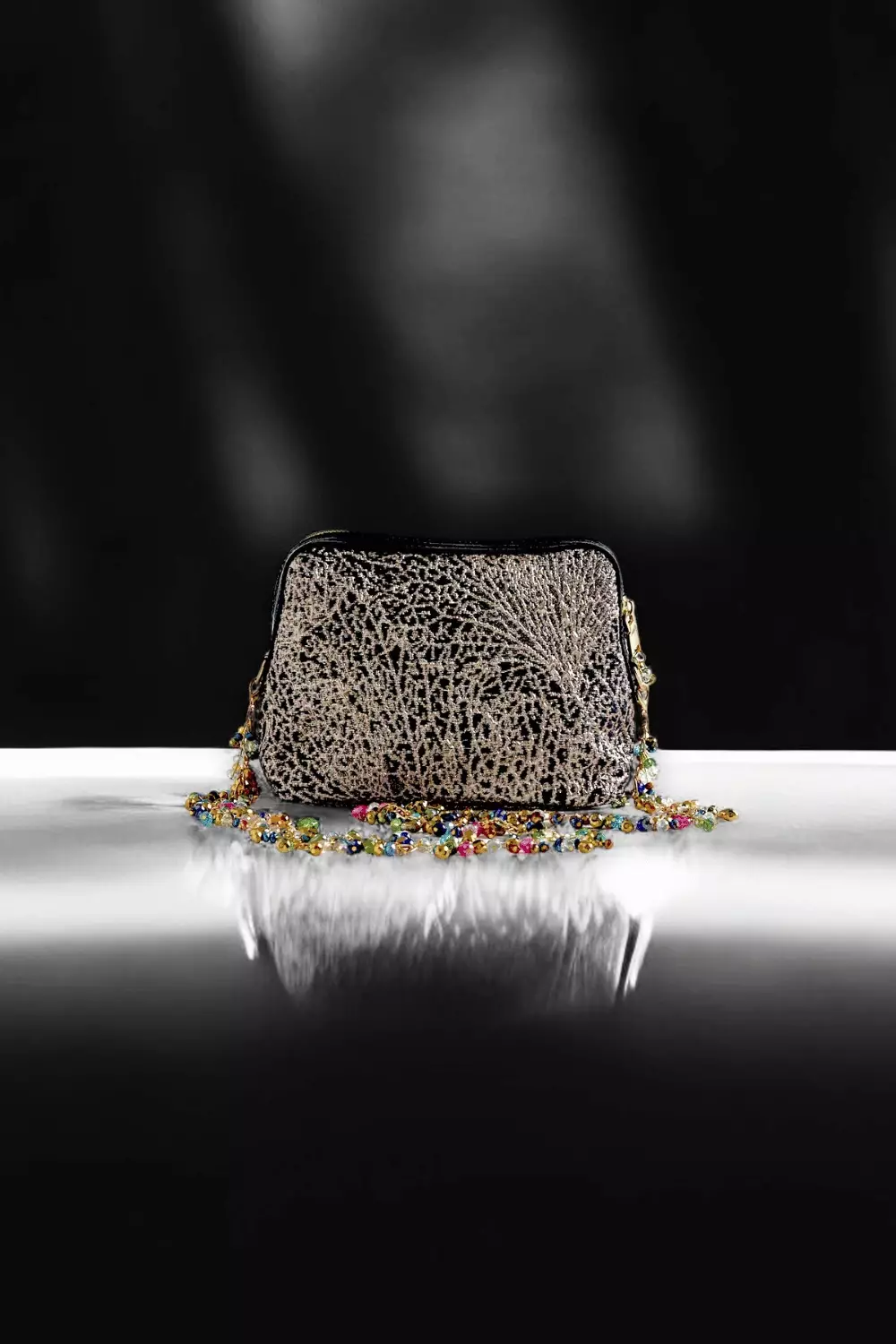 Jual Demure & Co Crystal Embellished Rania Metallic Gold Lurex Clutch ...