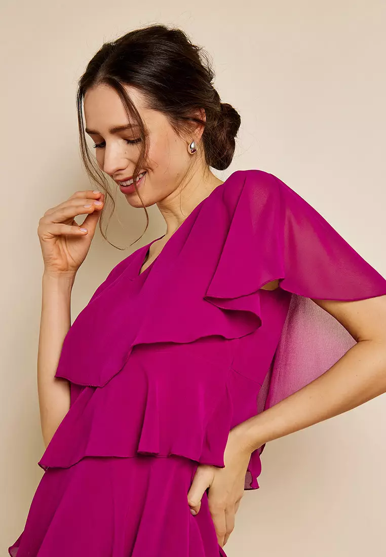 Buy GWD Phoebe Tiered Chiffon Pink Dress 2025 Online | ZALORA