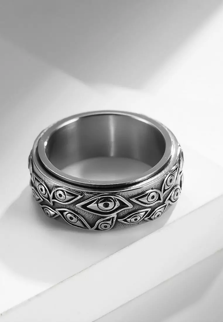 Buy LYCKA Jsc2049 316l Titanium Steel Heavy Metal Vintage Devil Eyes ...