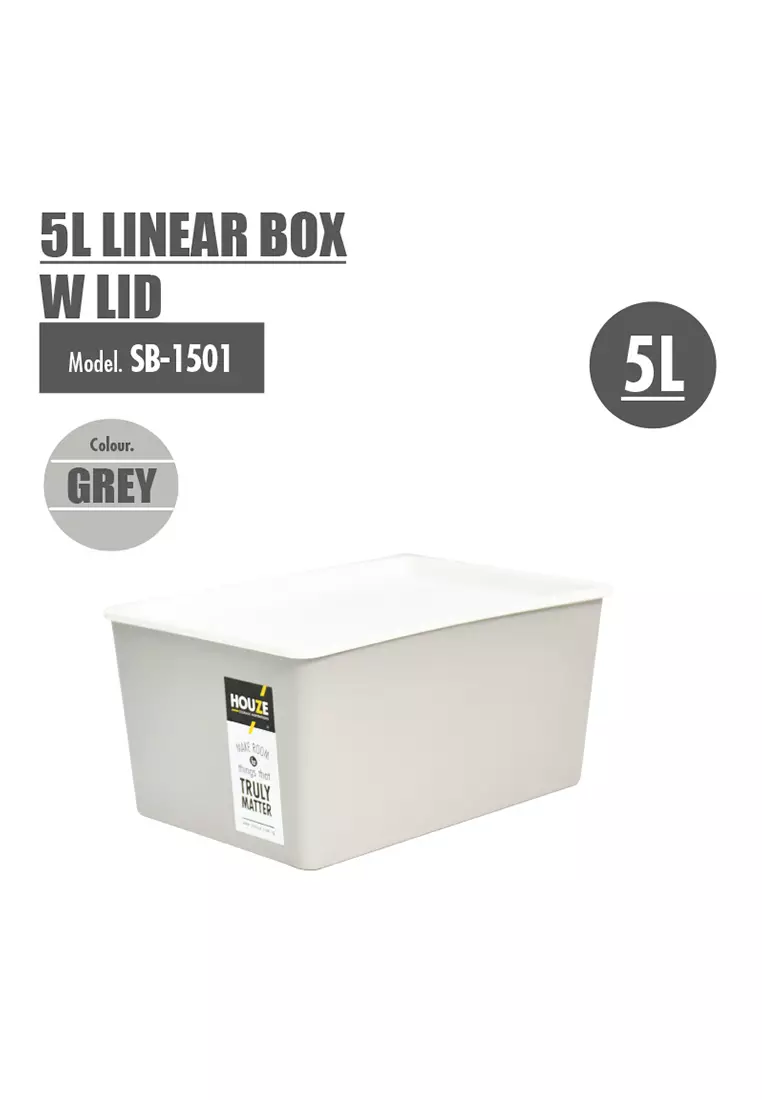 Buy HOUZE HOUZE - 5L Linear Box with Lid - Grey Online | ZALORA Malaysia
