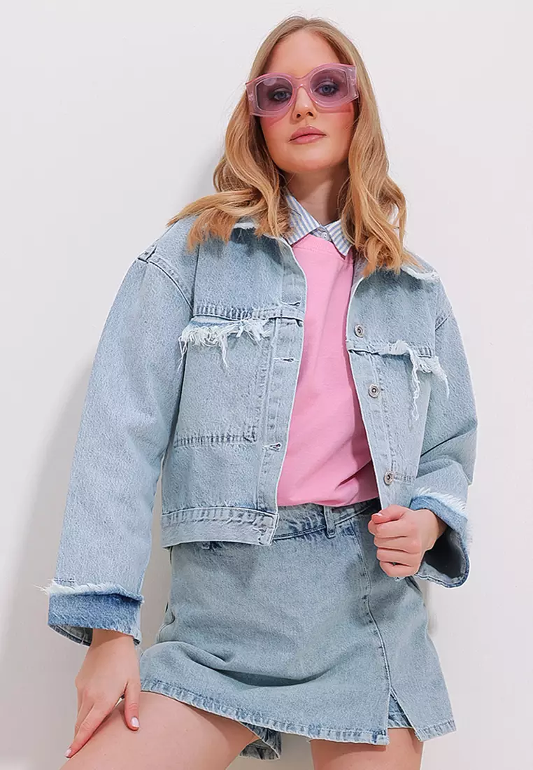 Alacati Fringe Crop Denim Jacket 2025 | Buy Alacati Online | ZALORA ...