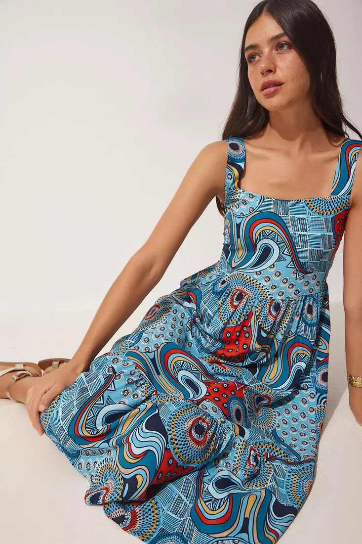 Buy Happiness Istanbul Floral Square Collar Summer Dress 2025 Online ...