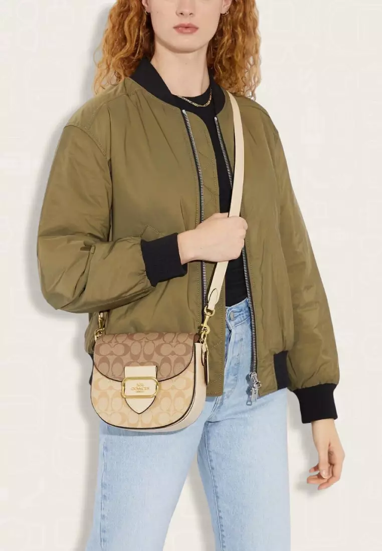 Jual Coach Coach Morgan Saddle Bag In Blocked Signature Canvas Light ...