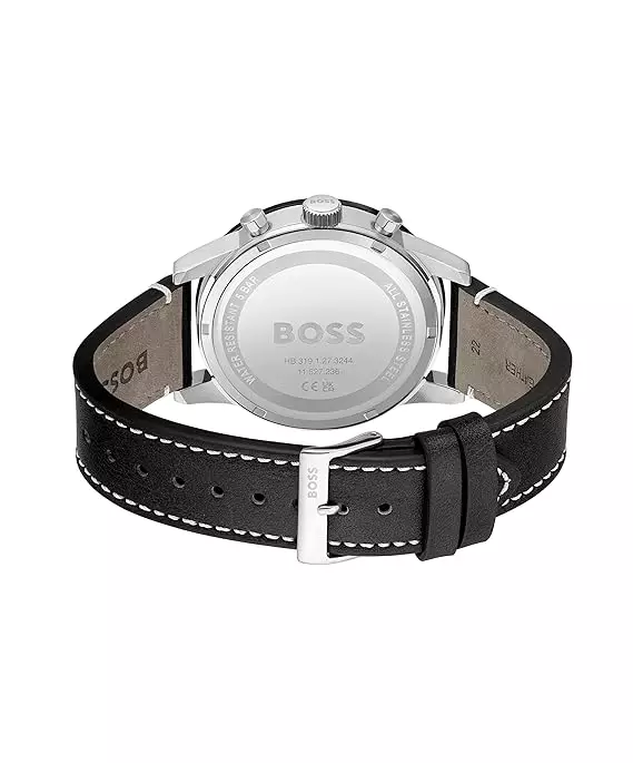 Jual Hugo Boss Hugo Boss Allure Black Dial Black Leather 1513920 ...