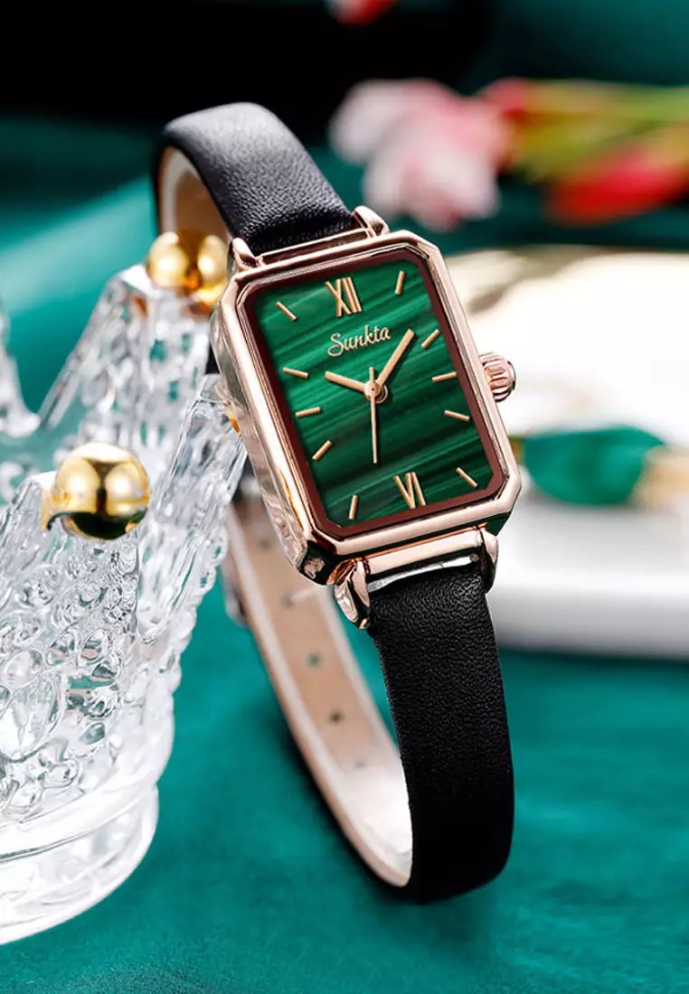Buy LIGE SUNKTA Ladies Octagonal Quartz Watch, 27x20mm, Malachite Dial ...