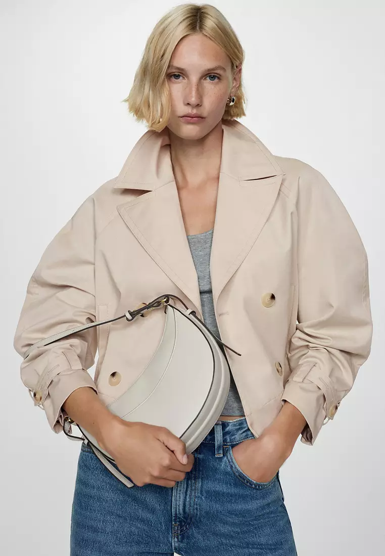 Jual Mango Cropped Trench Coat With Lapels Original 2024 | ZALORA ...