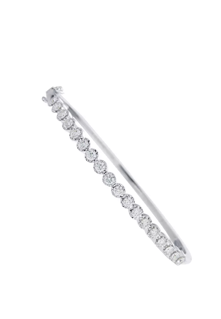 Buy LITZ LITZ 18K White Gold Diamond Bangle DD42 Online | ZALORA Malaysia