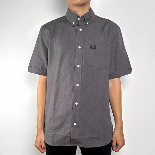 Jual FRED PERRY Kemeja FRED PERRY LOGO POCKET BLACK GREY SHIRT 100% ...