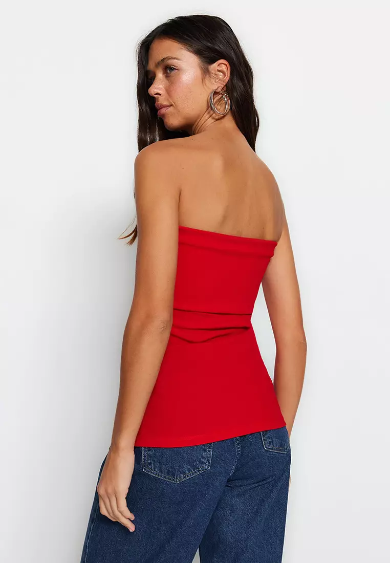 Buy Trendyol Side Zip Strapless Top Online | ZALORA Malaysia