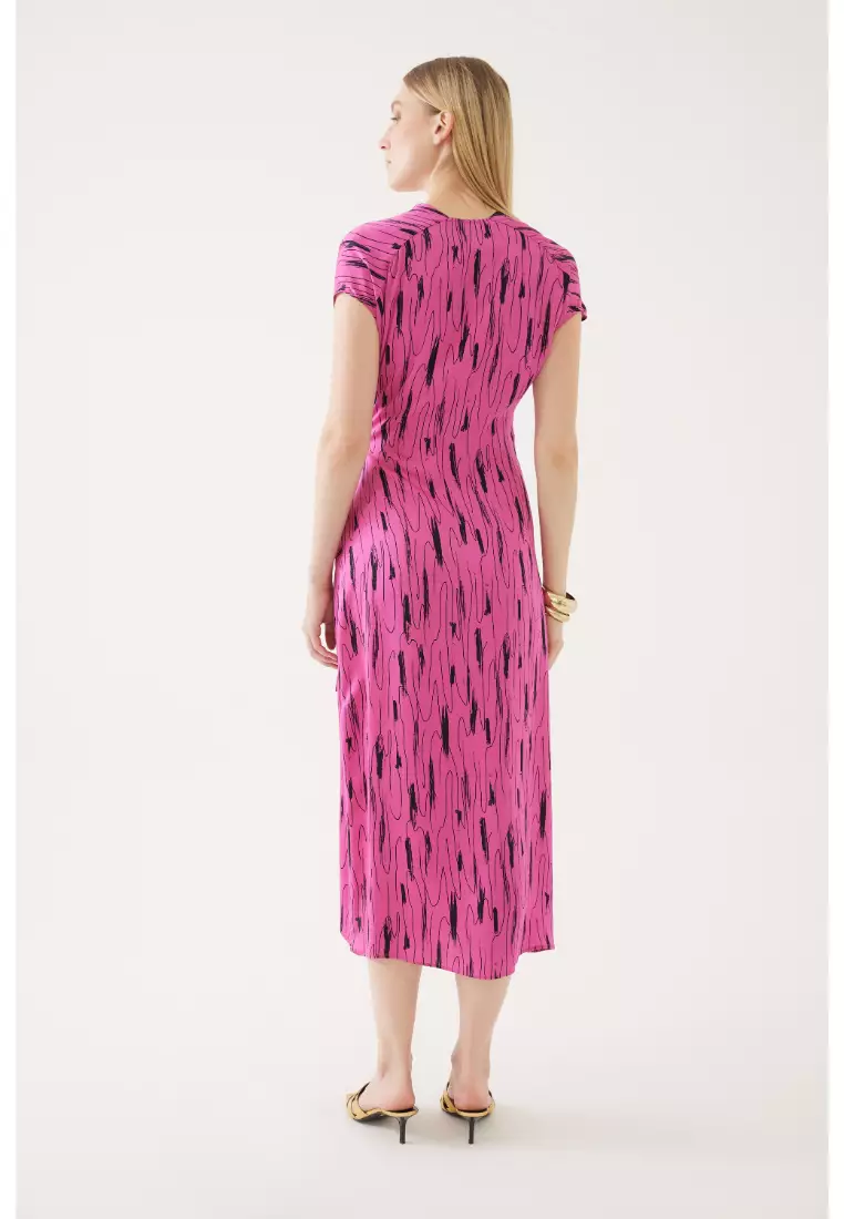 線上選購 Exquise Exquise Waist Detailed Midi Dress Fuchia Black Zalora 台灣