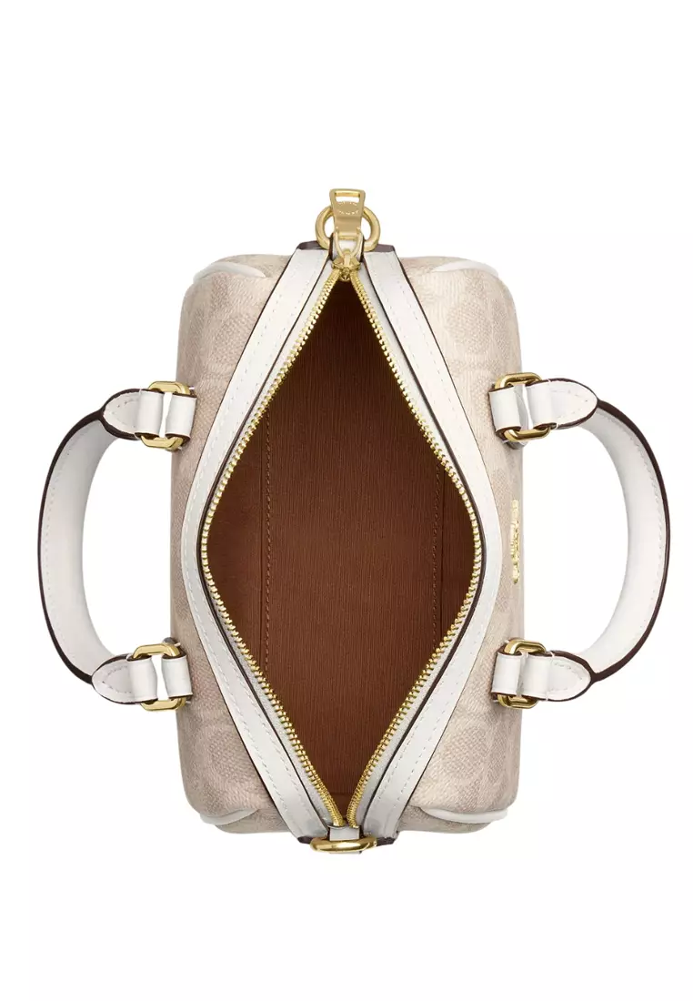 Buy Coach Mini Rowan Crossbody Bag In Blocked Signature Canvas - Sand Taupe 2025 Online | ZALORA