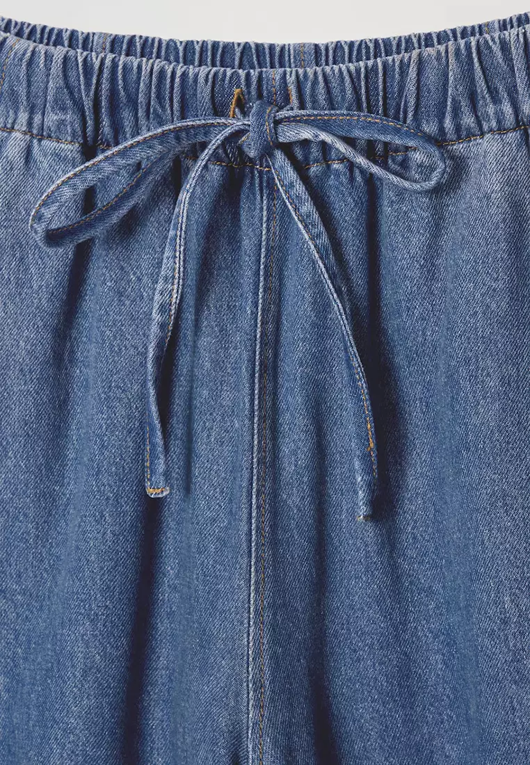 Buy COS Relaxed Barrel-Leg Denim Drawstring Trousers Online | ZALORA ...