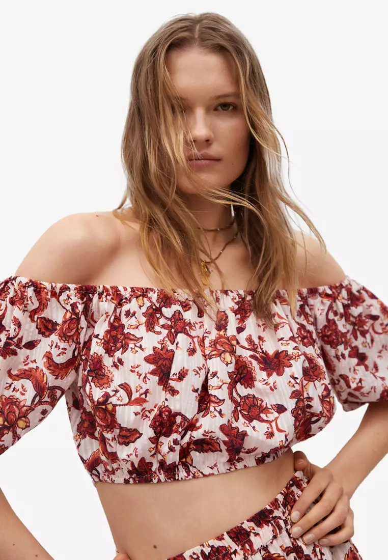 Buy Mango Printed Cotton Blouse 2026 Online | ZALORA Philippines