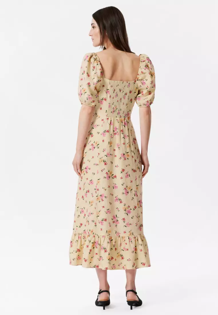 Buy & Other Stories Puff Sleeve Linen Midi Dress Online | ZALORA Malaysia