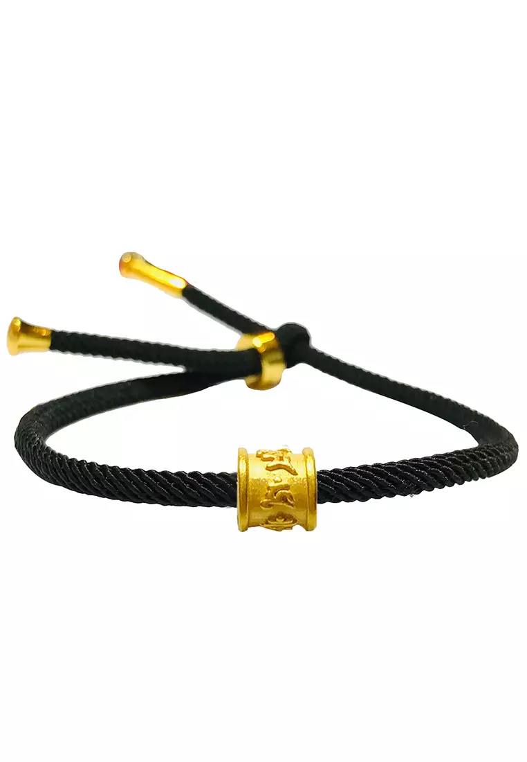 Buy LITZ LITZ 999 (24K) Gold Six Mantra Word With Rope Bracelet 六字真言手绳 ...