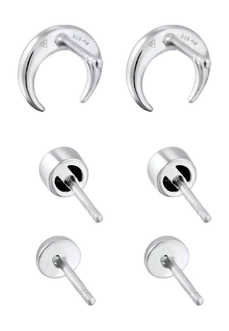 Buy ELLI GERMANY Earring Set Moon Crystals Cut White Embellished with ...