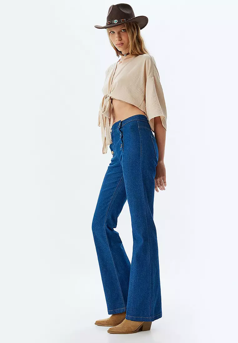 Buy KOTON Buttoned Detailed Flared Jeans 2026 Online | ZALORA
