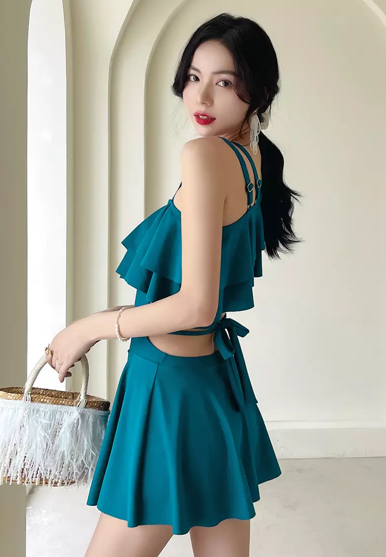Buy YG Fitness One-Shoulder Ruffled One-Piece Swimsuit Online | ZALORA ...