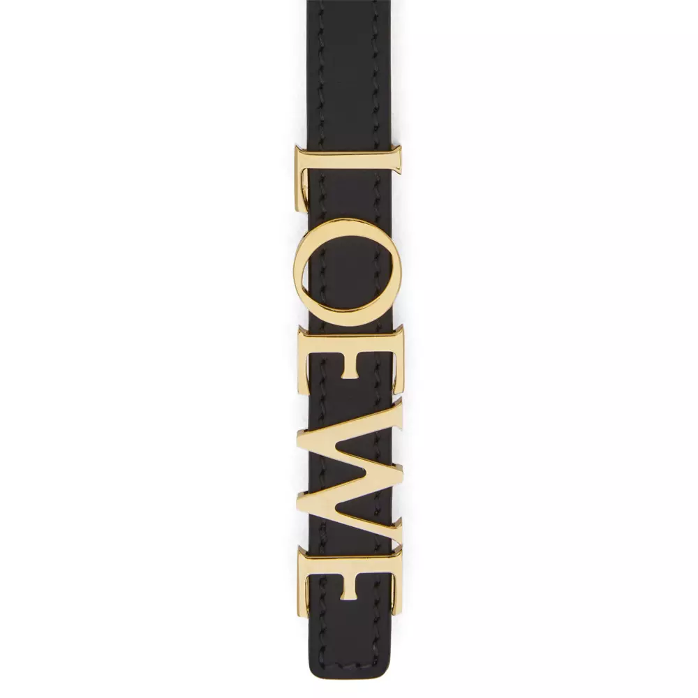 Jual LOEWE Logo Lettering Metallic In Smooth Calfskin Belt 15mm Black ...