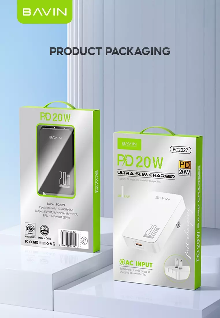 Buy BAVIN BAVIN PC2028 / PC2027 20W Ultra Slim Mini Portable Fast Charger Support PPS PD3.0 AC w ...