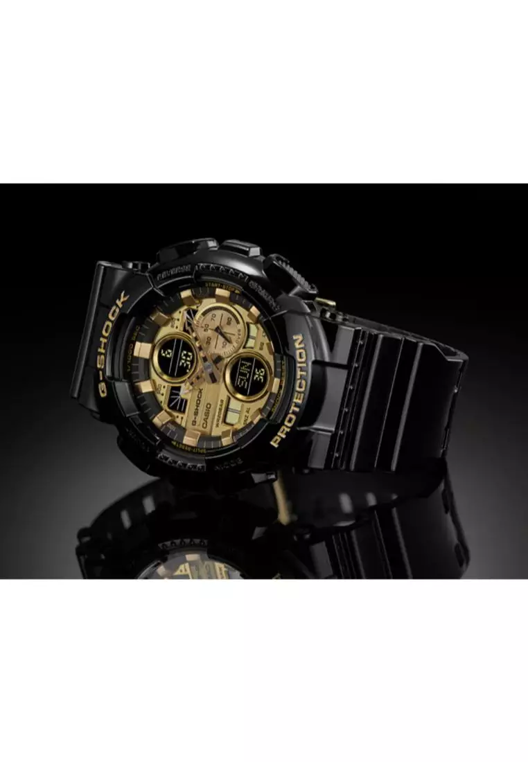 G-Shock Men's Analog Watch GA-140GB-1A1 Gold Dial with Black Resin Band ...