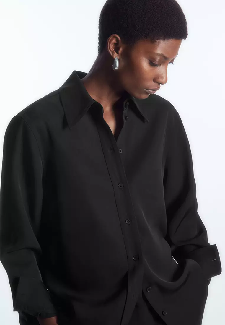 Buy COS Regular-Fit Peak-Collar Draped Shirt 2025 Online | ZALORA