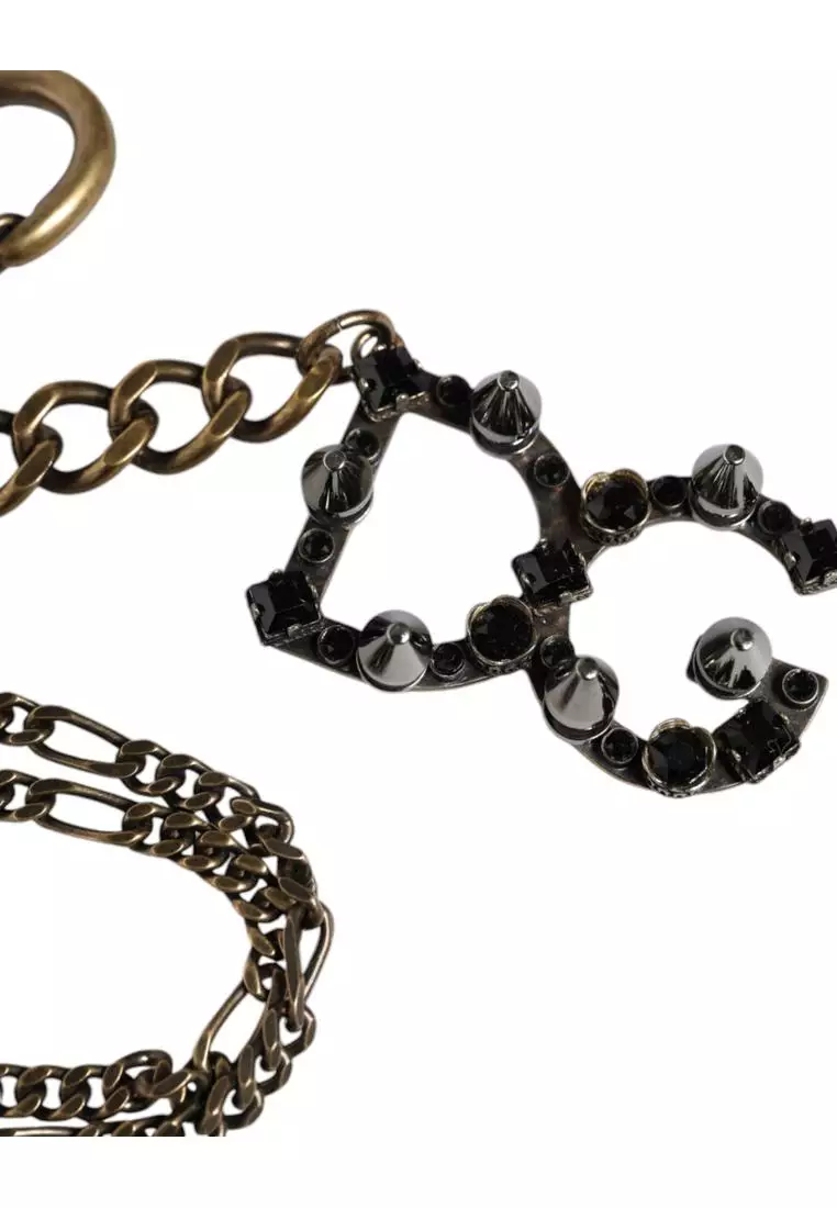 Dolce & Gabbana Gold-Tone Keychain with Rhinestone DG Logo Charm 2024 ...