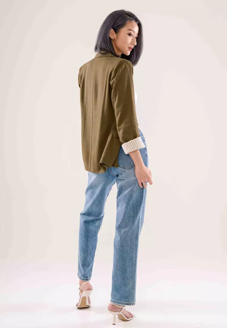 Dressing Paula Linen Blazer With Printed Cuffs 2025 | Buy Dressing ...