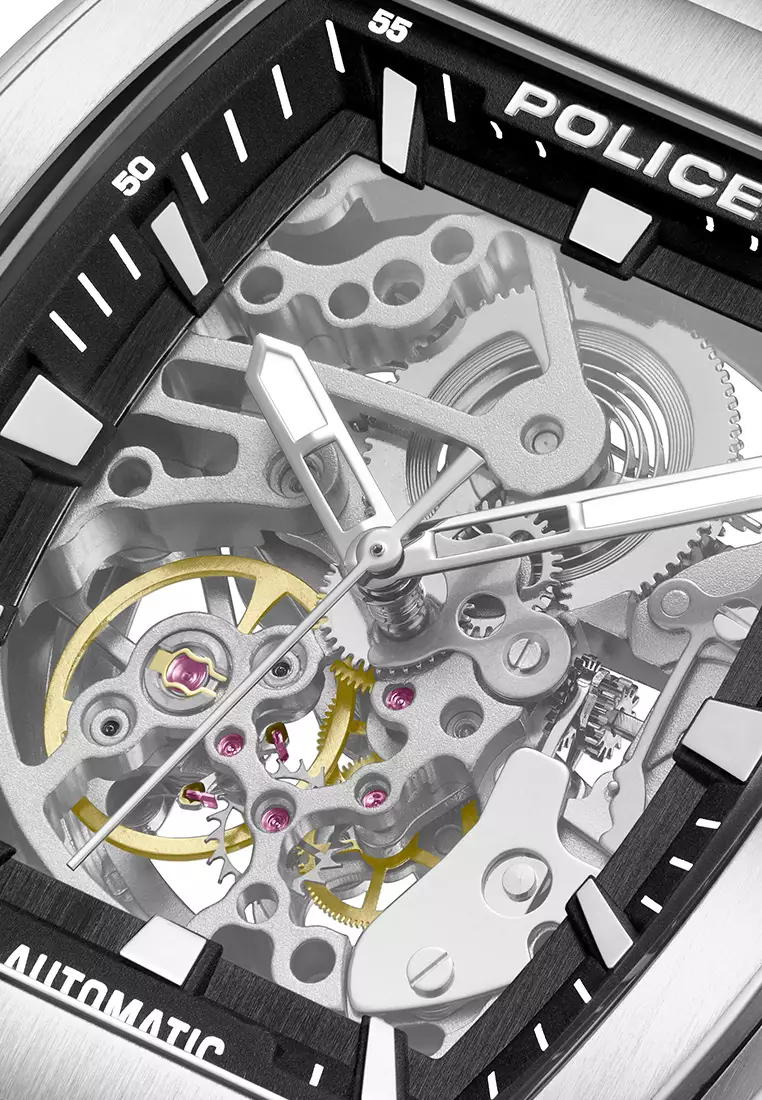 Buy Police Police Skeletor Silver Stainless Steel Analog Automatic ...