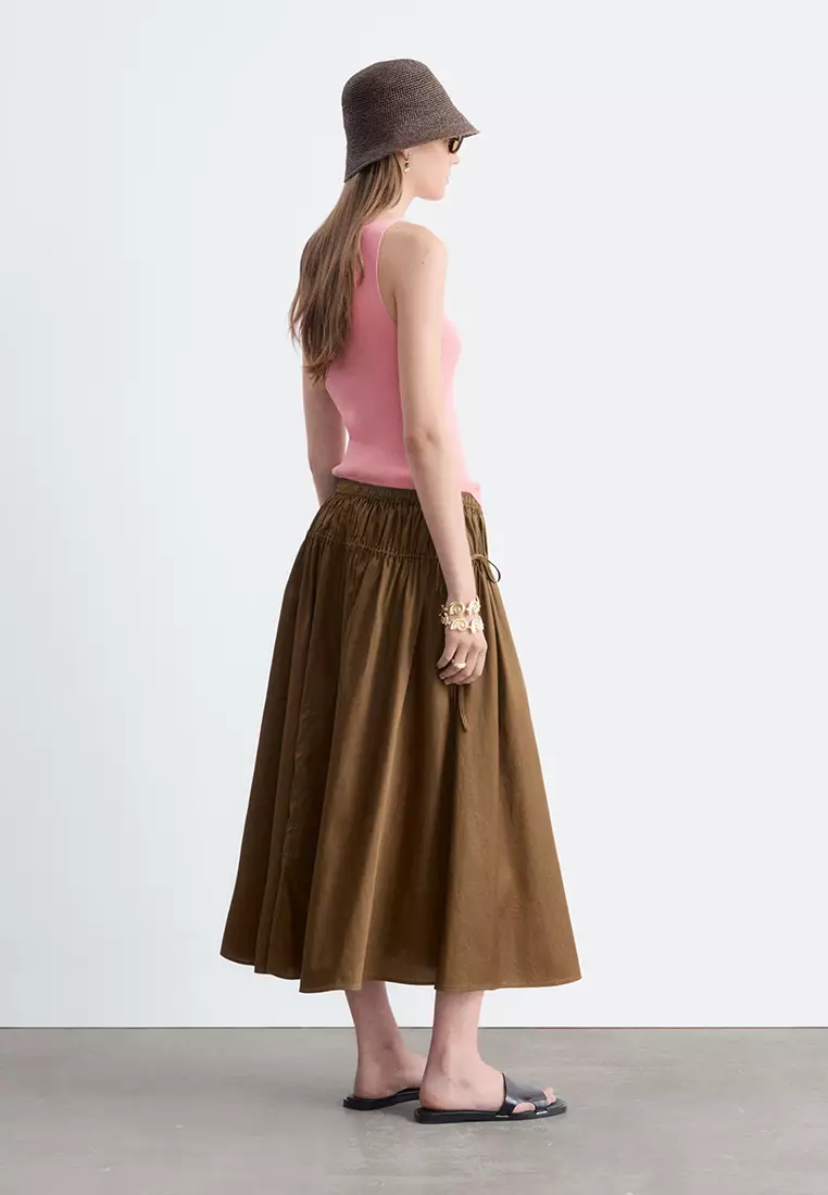 Buy & Other Stories Cotton Drawstring Midi Skirt 2026 Online | ZALORA