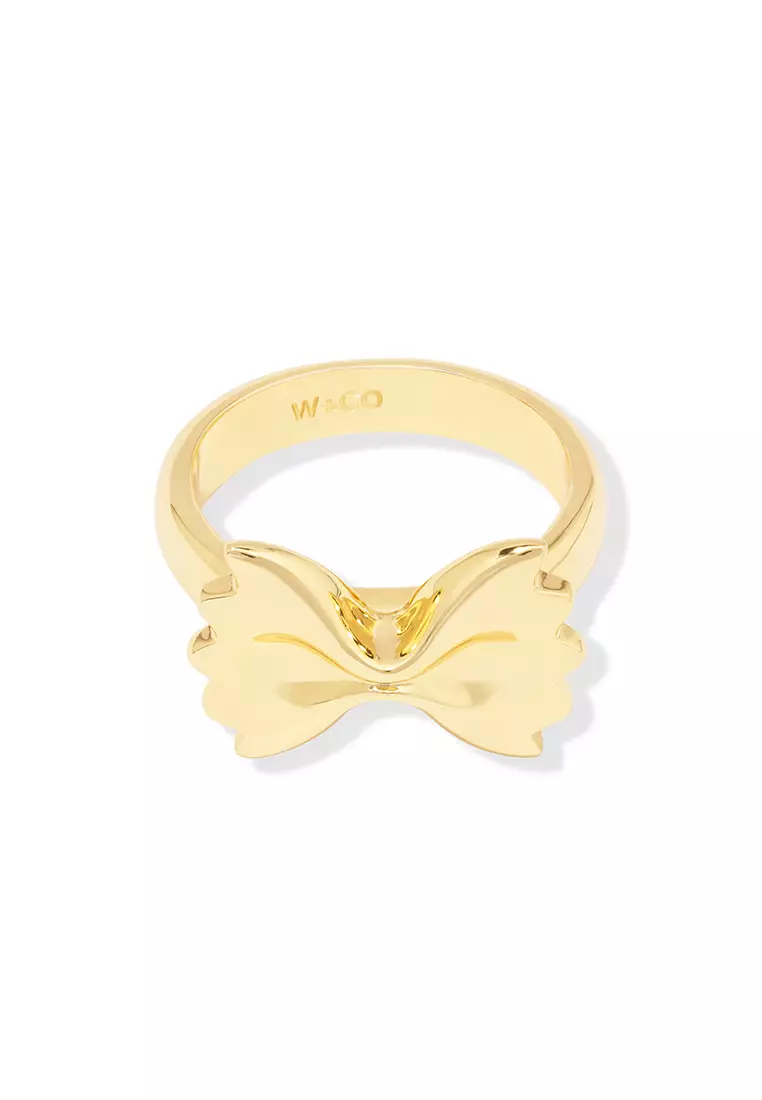 Buy Wanderlust + Co Bow Tie Pasta Gold Ring Online | ZALORA Malaysia