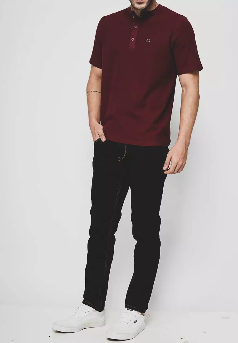 Jual LGS LGS - Kaos Casual Pria - Lengan Pendek - Kerah Henley - Kaos ...