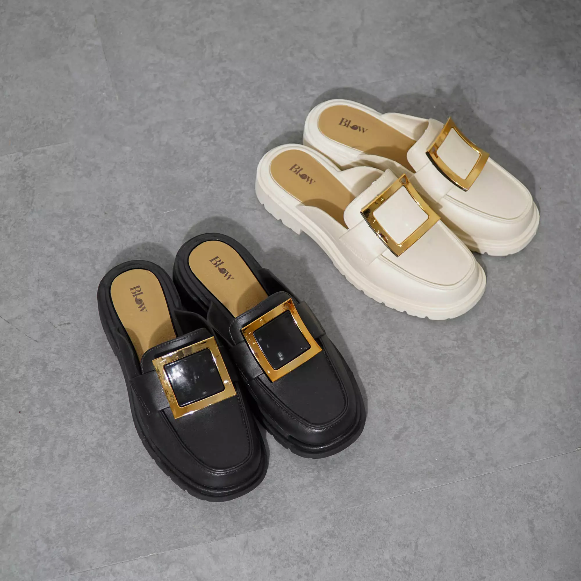 Jual Blow Blow BLWWI 0029 DX-1618 Fiona Mules Sandals Full Rubber Heels ...