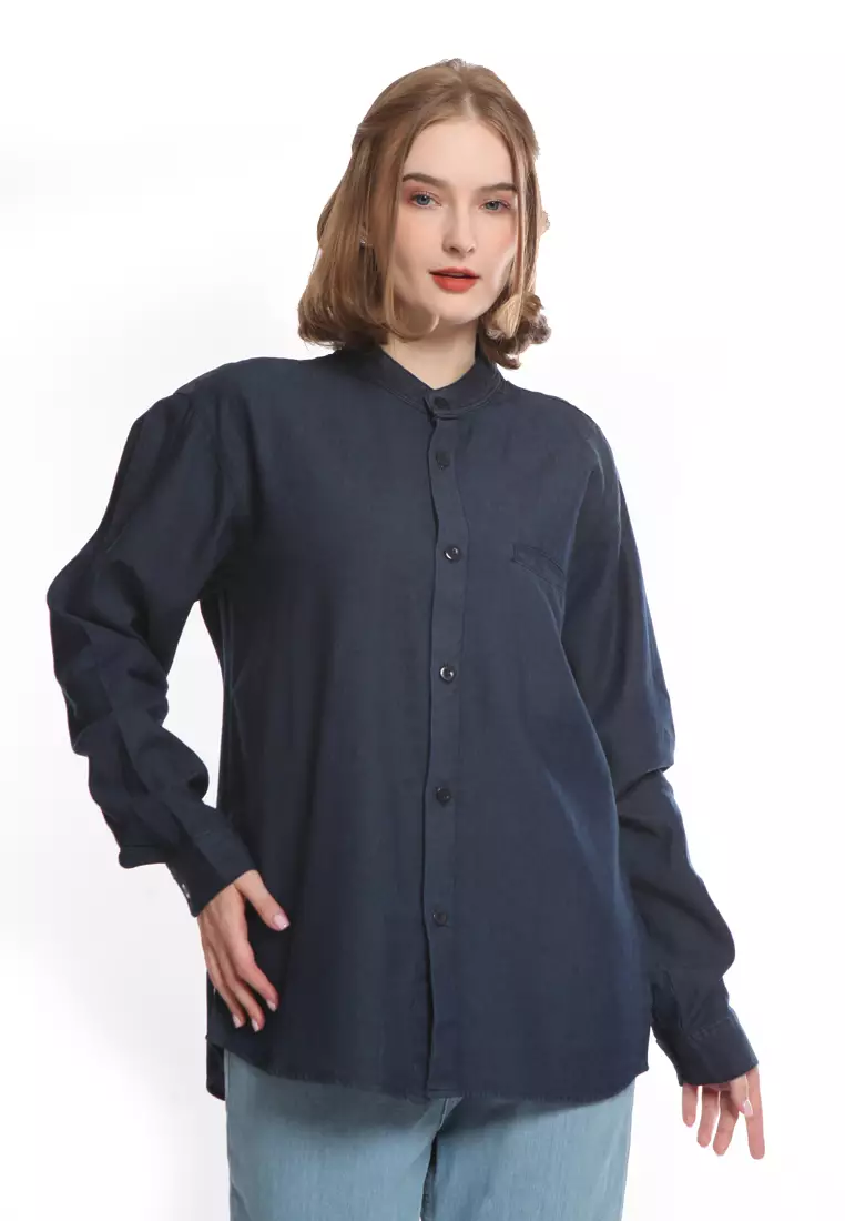 Jual 2nd Red Tunik Denim Krah Mandarin KB282311 Original 2026 | ZALORA ...