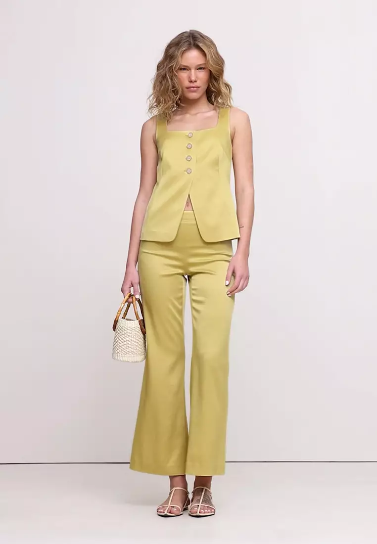 Buy Banana Republic Mid-Rise Kick-Flare Satin Ankle Pant 2025 Online ...