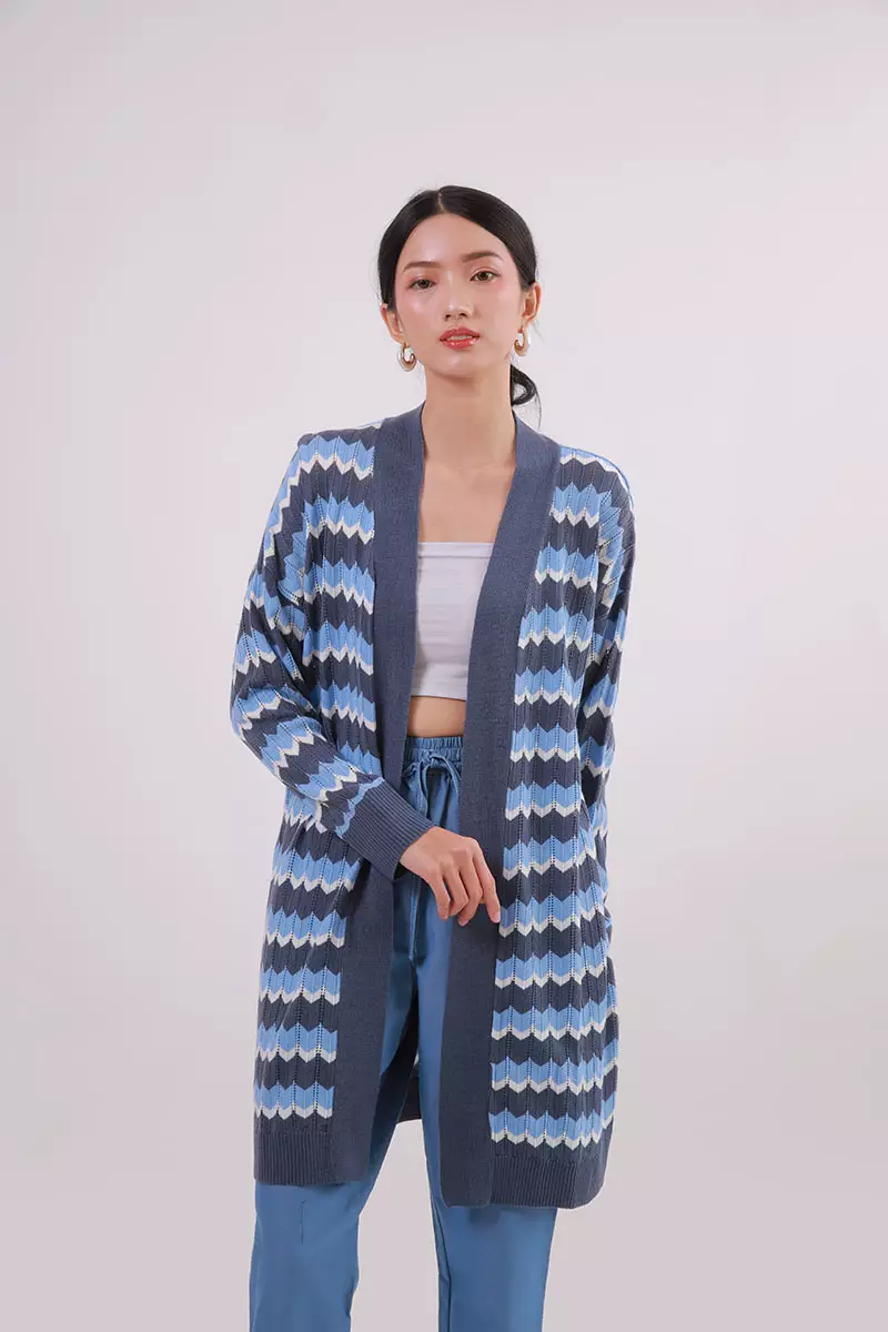 Jual Berrybenka Label Nessie Gradient Knit Cardigan Blue Original 2024 ...